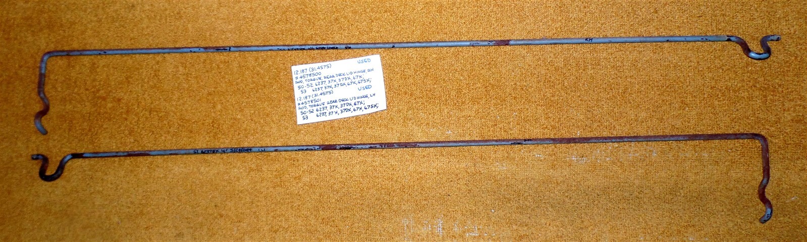 1950-53 Cadillac Coupe RH/LH Trunk Lid Counterbalance Torsion Rods ...