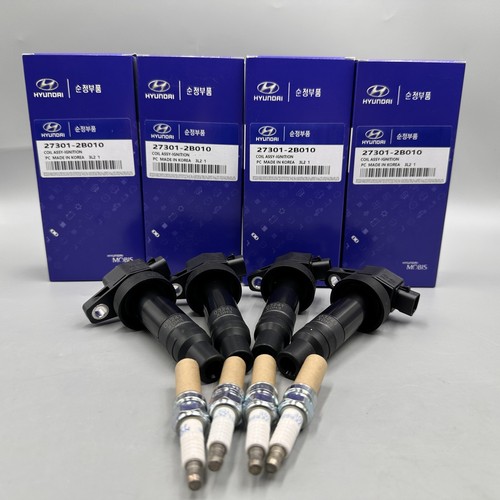 4x OEM UF636 Ignition Coil & Spark plugs 27301-2B010 For Hyundai Accent ...
