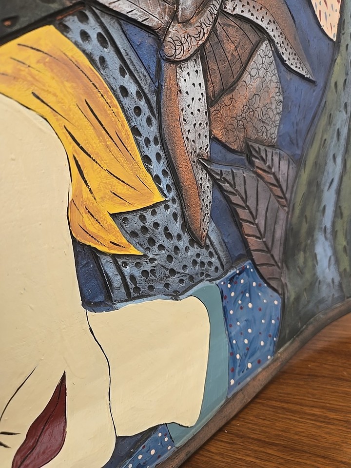 Vintage Deb David Stabley Art Pottery Wall Tile Piece 17.5" | eBay