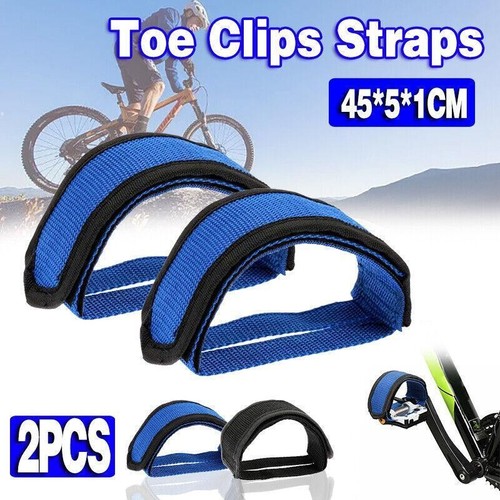2PCS Toe Clips Straps Fixie Bicycle Pedals Anti-slip Cycling Bike Black ...