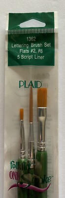 NEW Donna Dewberry Plaid FolkArt One Stroke Paint Lettering Brush Set ...