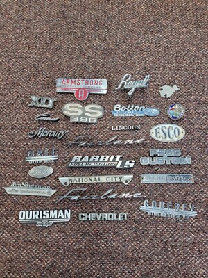 20 Different Car Emblems Badges Name Plates 1960s 1970s Comet Ford Alfa ...
