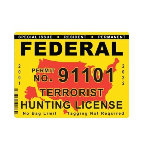 Federal Terrorist Hunting Permit Sticker Decal zombie | eBay