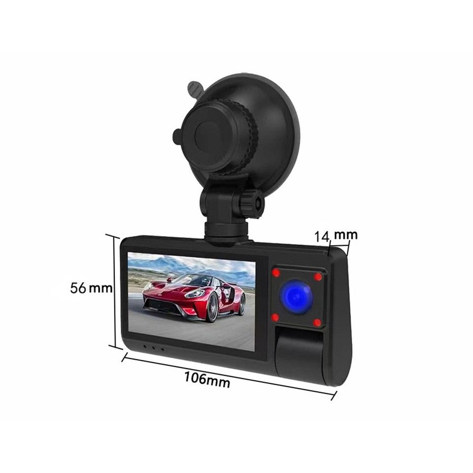 Touch Screen Car Dash Cam 1080P DVR Recorder Front Inside Rear Camera G ...