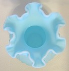 Fenton Blue Custard Glass Vase Hand Blown Unsigned | eBay