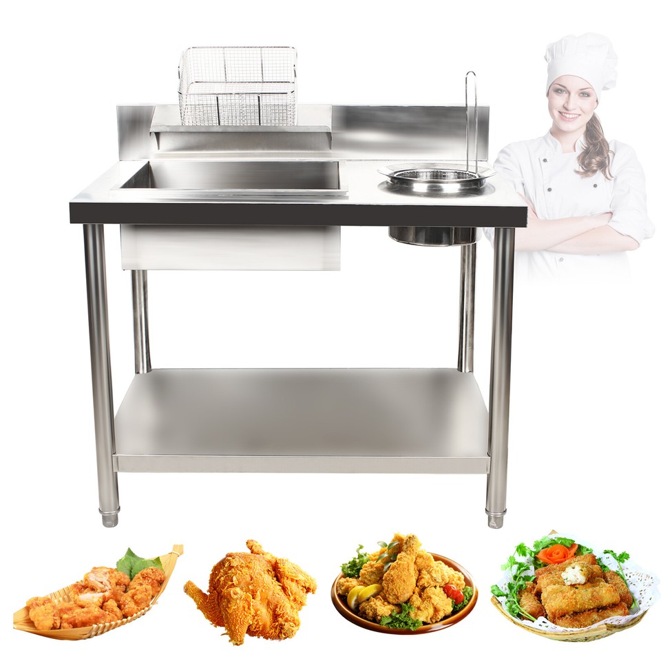 Breading Table Manual Station Chicken Fish Fried Worktop Prep Station ...