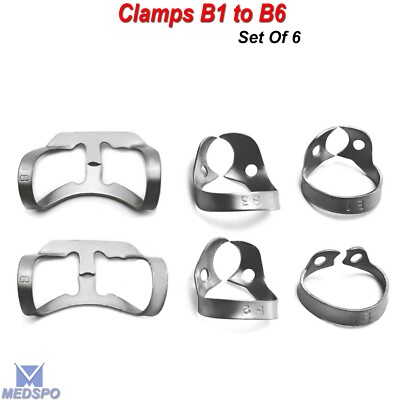 Dental Rubber Dam Brinker Clamps B1 to B6 Endodontic Tooth Treatment ...