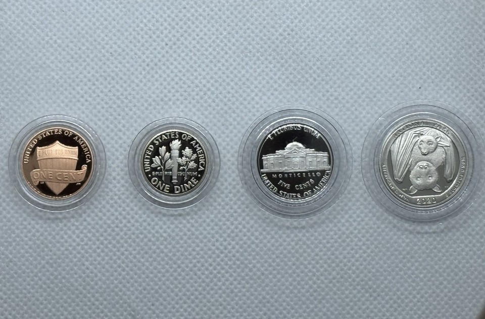 2020 S US Mint Proof Clad Coins - 4 Coins - Lincoln Cent, Dime, Nickel ...