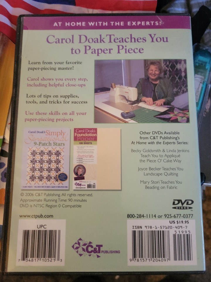 Carol Doak Teaches You to Paper Piece DVD 2006 Quilting FREE SHIPPING ...