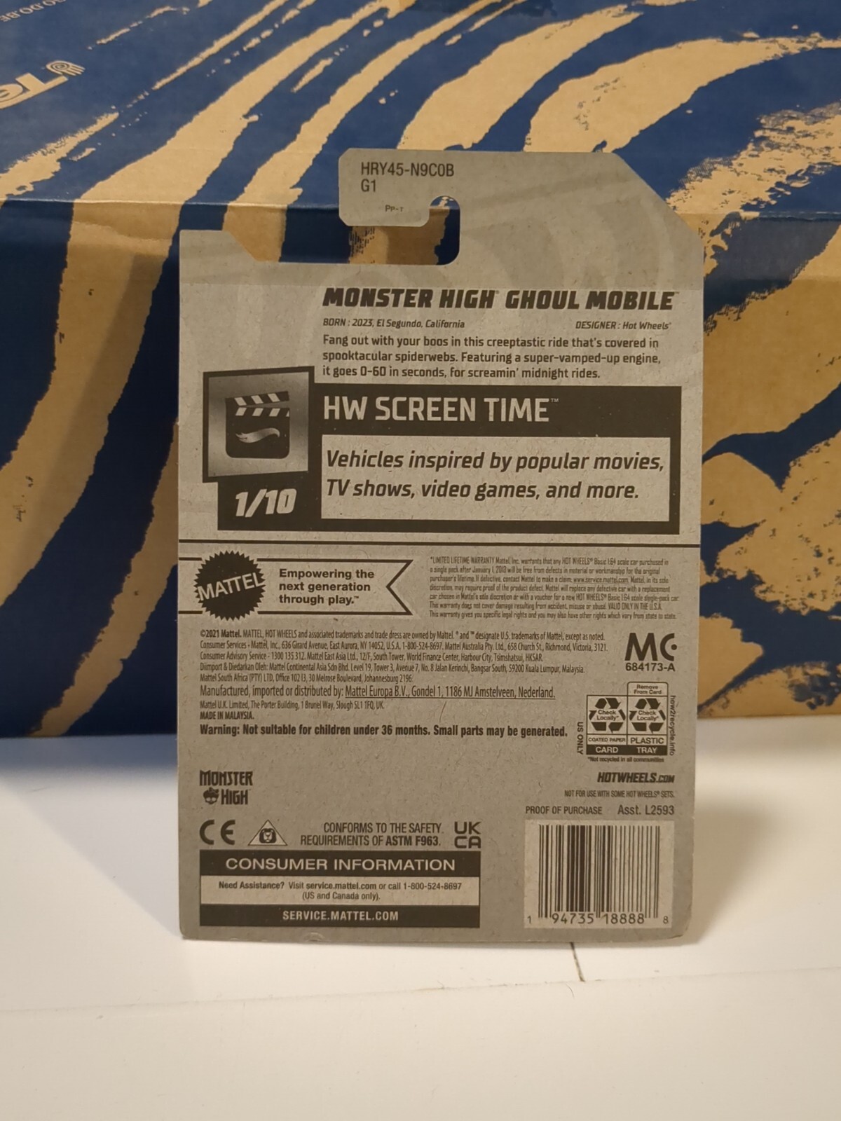 Monster High Hot Wheels HW Screen Time MATTEL Monster High Ghoul Mobile ...