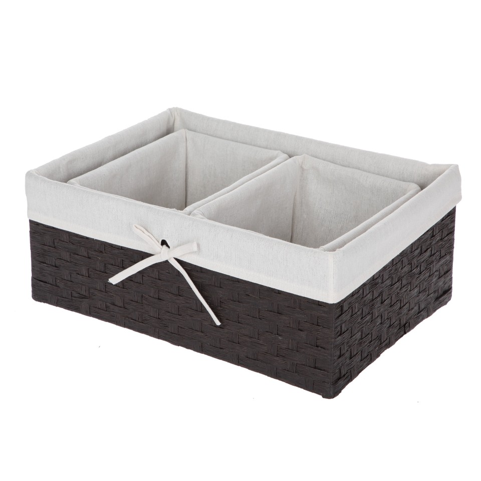 Dark Brown Rolled Paper Storage Basket Set, 3 Piece | eBay