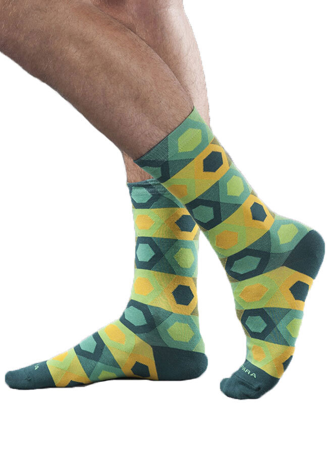Unisex Colourful Geometric Patterned Green Socks - Size UK 4-15 | eBay UK