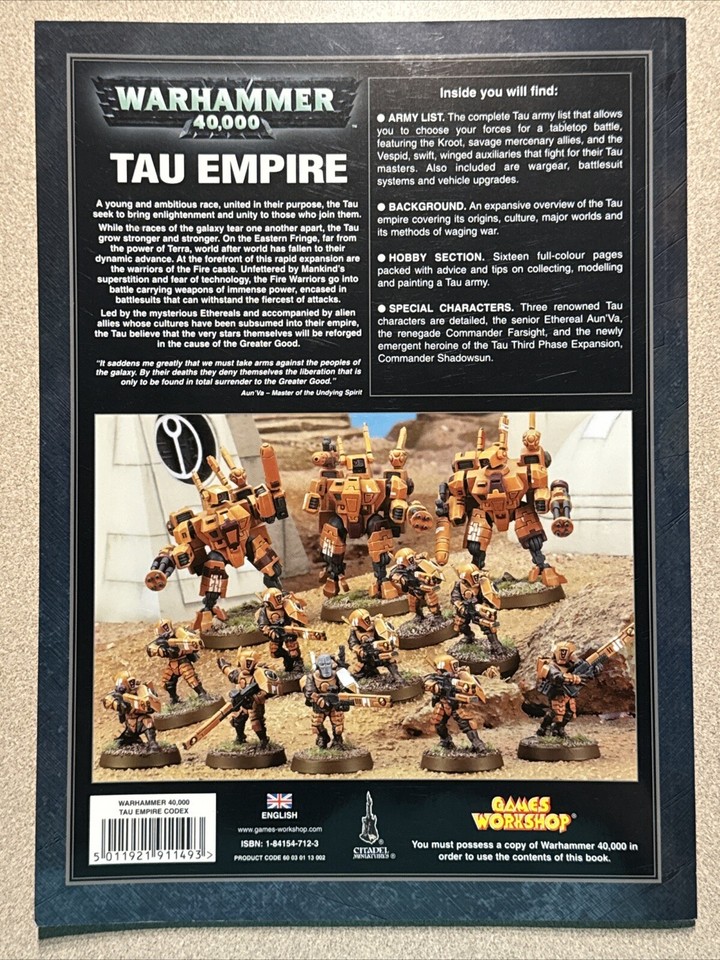 Warhammer 40k Codex Tau Empire Games Workshop 40,000 | eBay