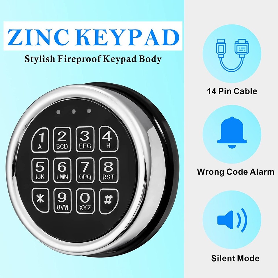Gun Safe Lock Replacement Chrome Keypad Solenoid Safe Lock With 2 ...