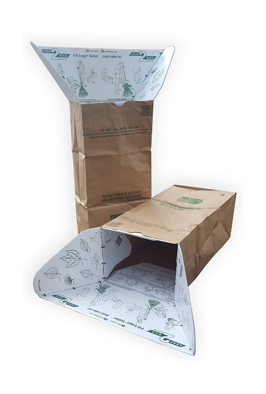 Lawn Bag Funnel and Chute For Easy Raking Leaves Into Leaf Bags. Holds ...