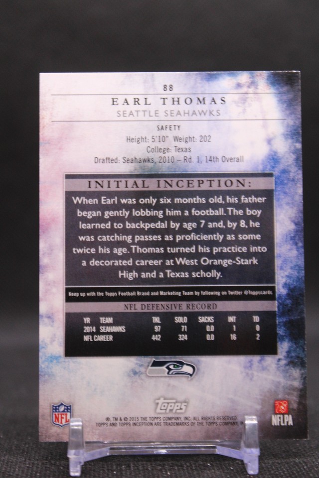 Earl Thomas #88 2015 Topps Inception Purple Seattle Seahawks SN/125 | eBay