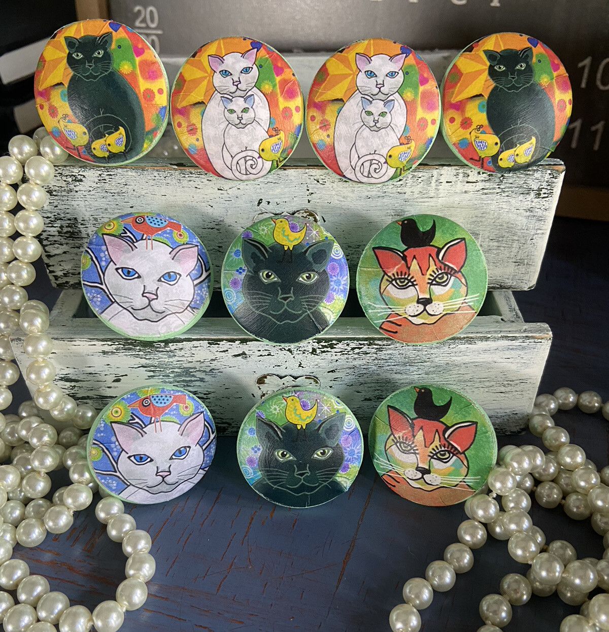 Shabby Boho CAT Drawer Pulls Cabinet Knobs Set of 10 Cat Lover Decor | eBay