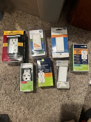 Bundle Of 7 Outlets And Light Switched Leviton GE Cooper | eBay