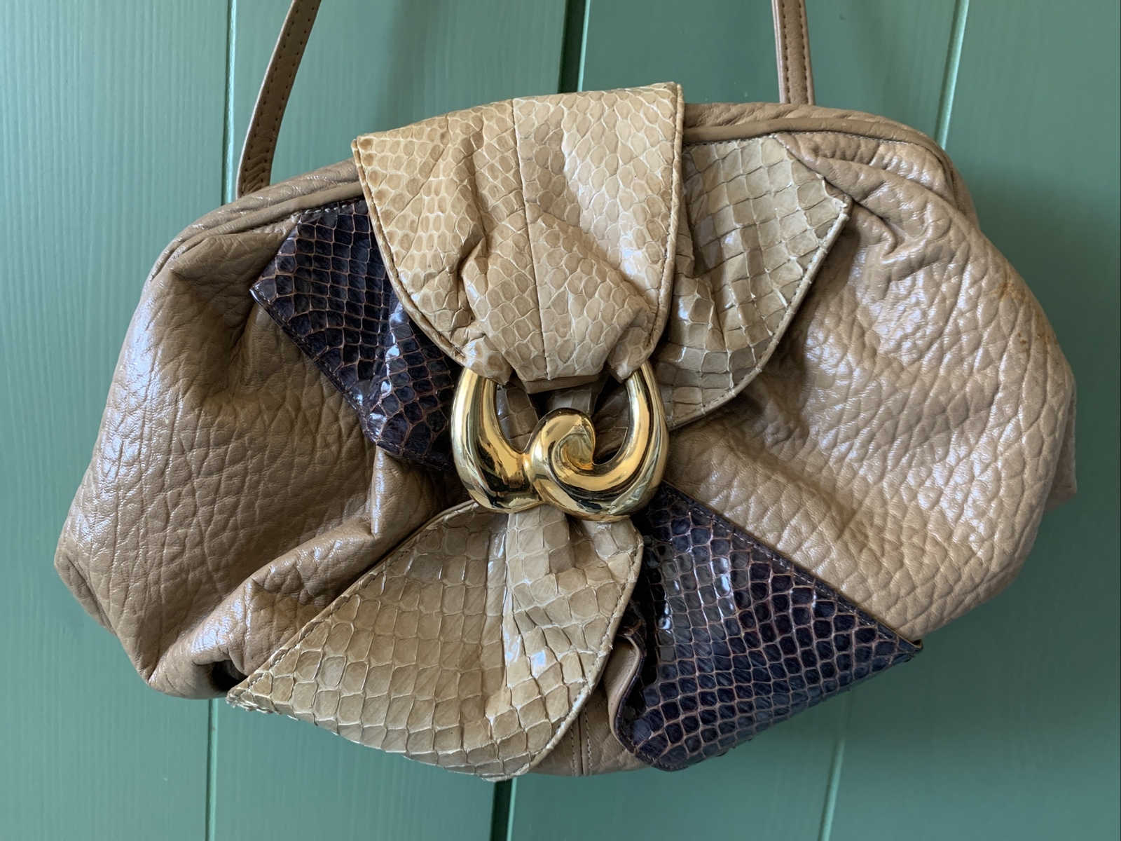 Sharif Vintage Exotic Snake Skin Embossed Leather Han… - Gem