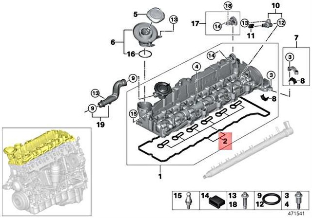 Genuine BMW X5 X6 E70 E71 E90 Gasket Set Cylinder Head Cover ...
