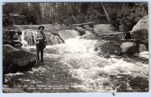 Postcard RPPC WI Fishing Evergreen River Menominee Indian Reservation ...