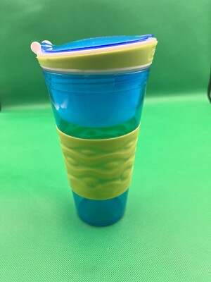 Snackeez - 2 In 1 - Drink And Snack Cup - - Blue/Yellow- No Straw | eBay