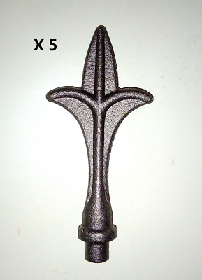 5 x Metal Weldable Rail Head Wrought Iron Finials Gates Railings Fence ...