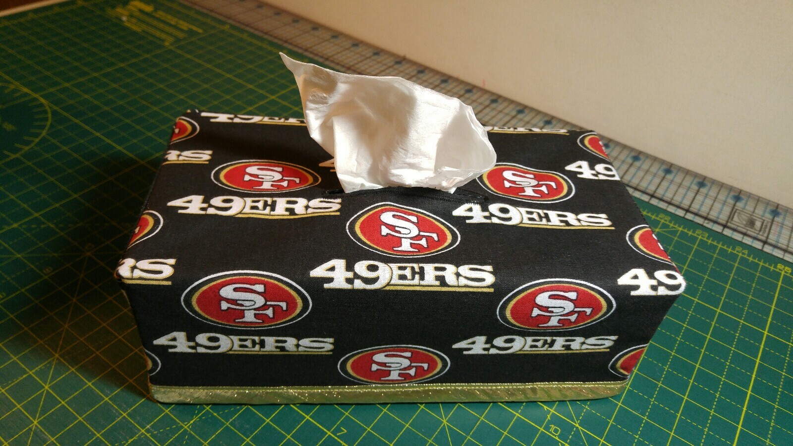 NFL San Francisco 49er's Tissue Box Cover Gold Trim (Rectangle ...
