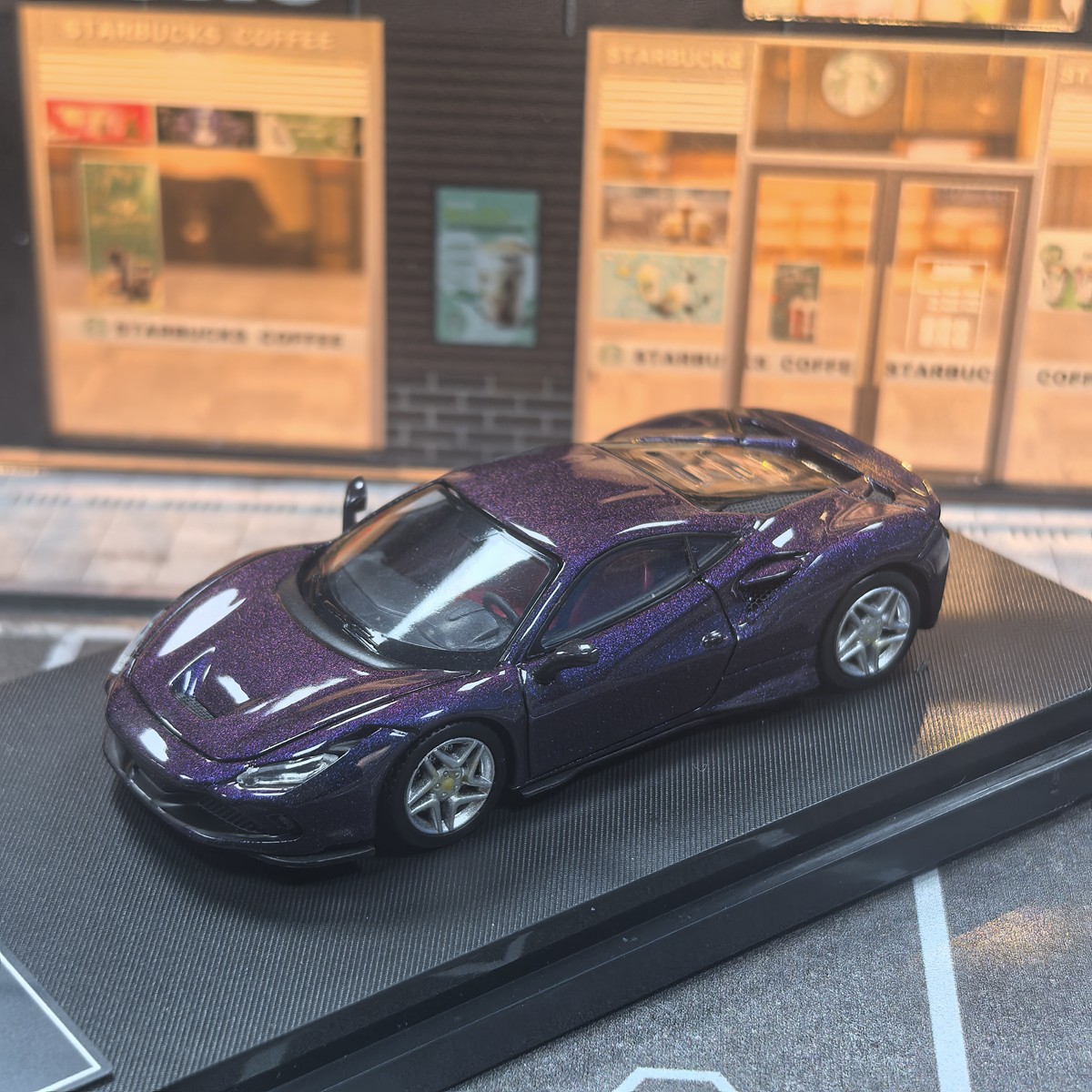 Hone Model 1/64 Scale Ferrari F8 Tributo Purple Diecast Car Model ...