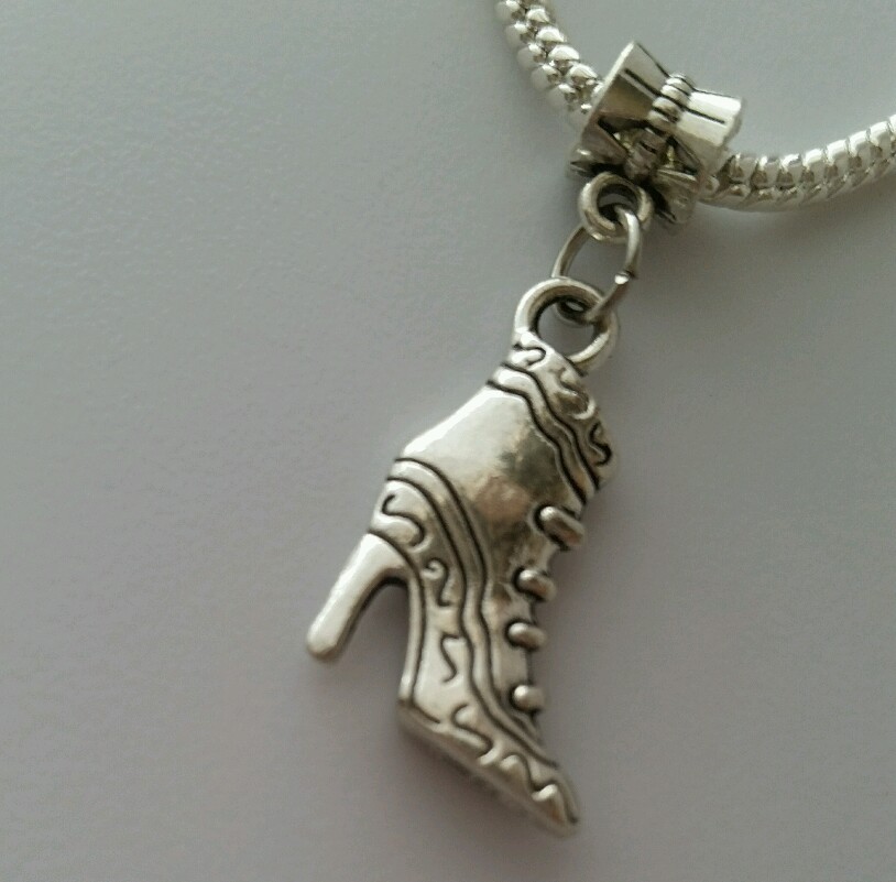 Ladies High Heel Boot Shoe Dangle Charm Bead Silver for European Style ...