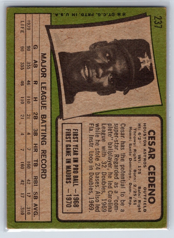 1971 Topps Cesar Cedeno #237 10005366 | eBay