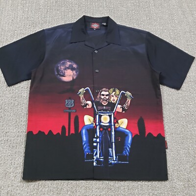 DragonFly Shirt Mens XL Button up Roadhouse Biker All over Print Double ...