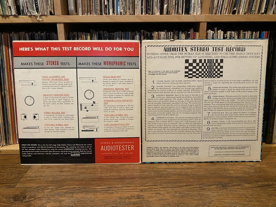 AUDIOTEX LP Lot (2) STEREO TEST RECORD/STEREO MONOPHONIC AUDIOTESTER ...