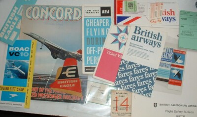 VINTAGE BRITISH AIRLINE / AVIATION BROCHURES LEAFLETS TICKETS BRITISH ...