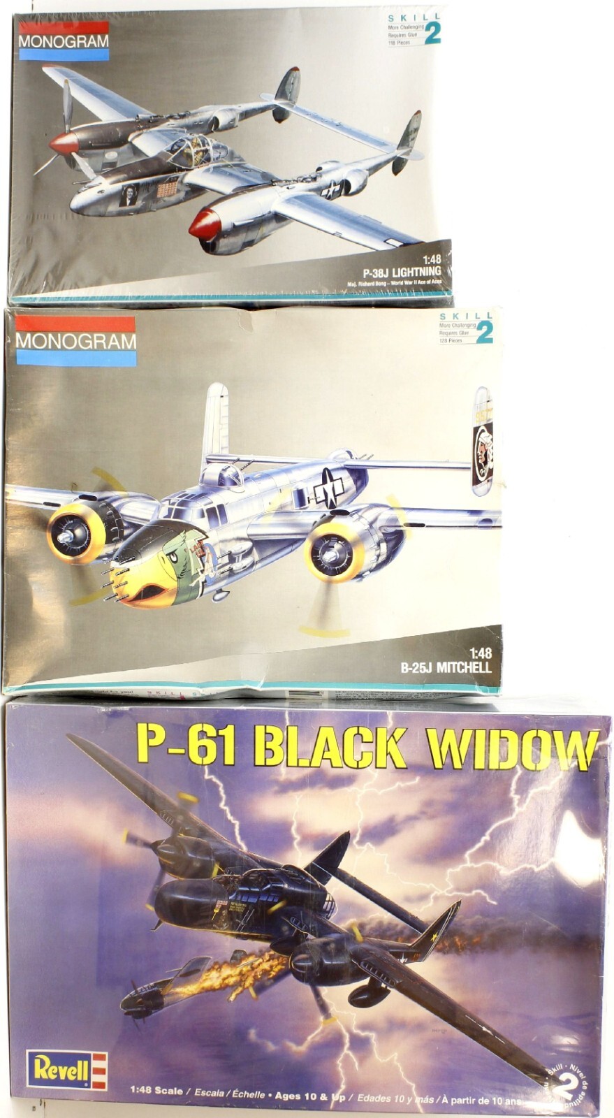 Monogram/Revel lot of 3, 1/48, B-25 J, P-61 and P-38 J | eBay