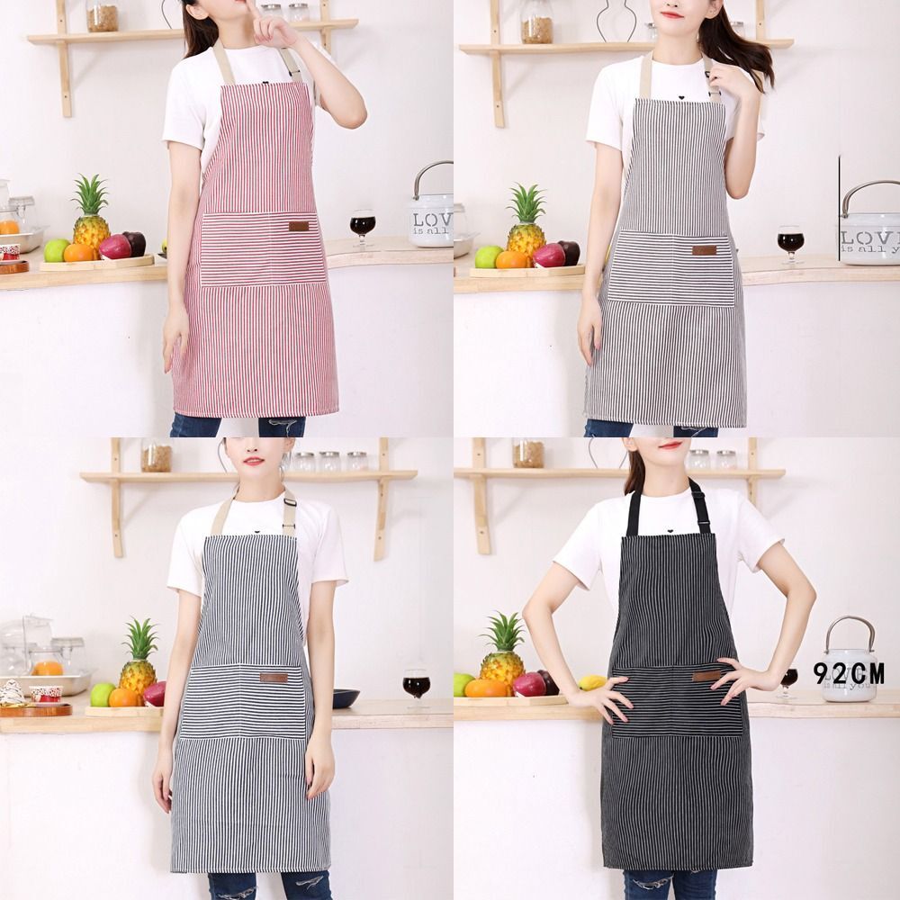 Neckline Chef Apron Cotton Linen Baking Apron Cleaning Accessories ...