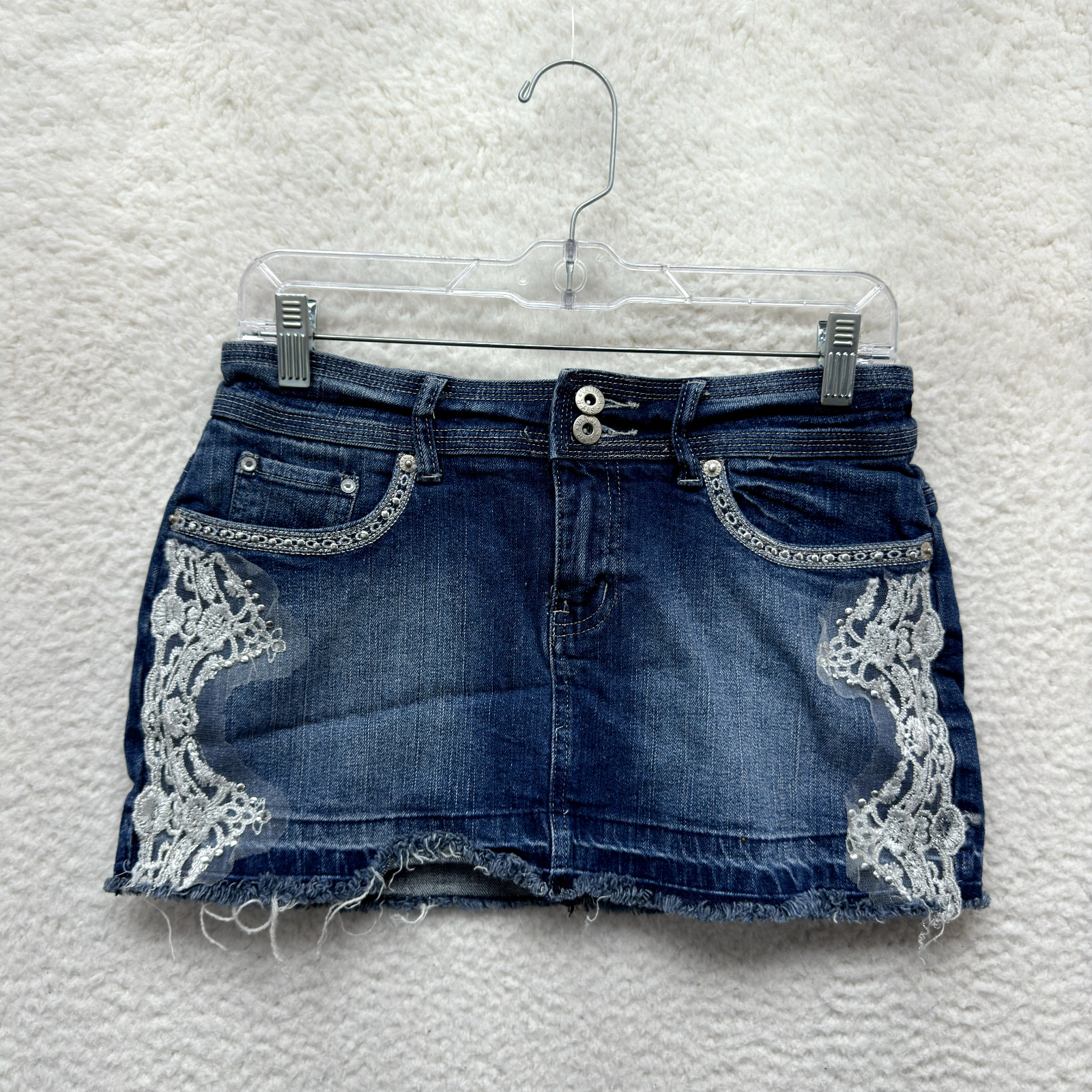 Y2K Vintage Vanilla Star Denim Low Rise Mini Skirt 6 … - Gem