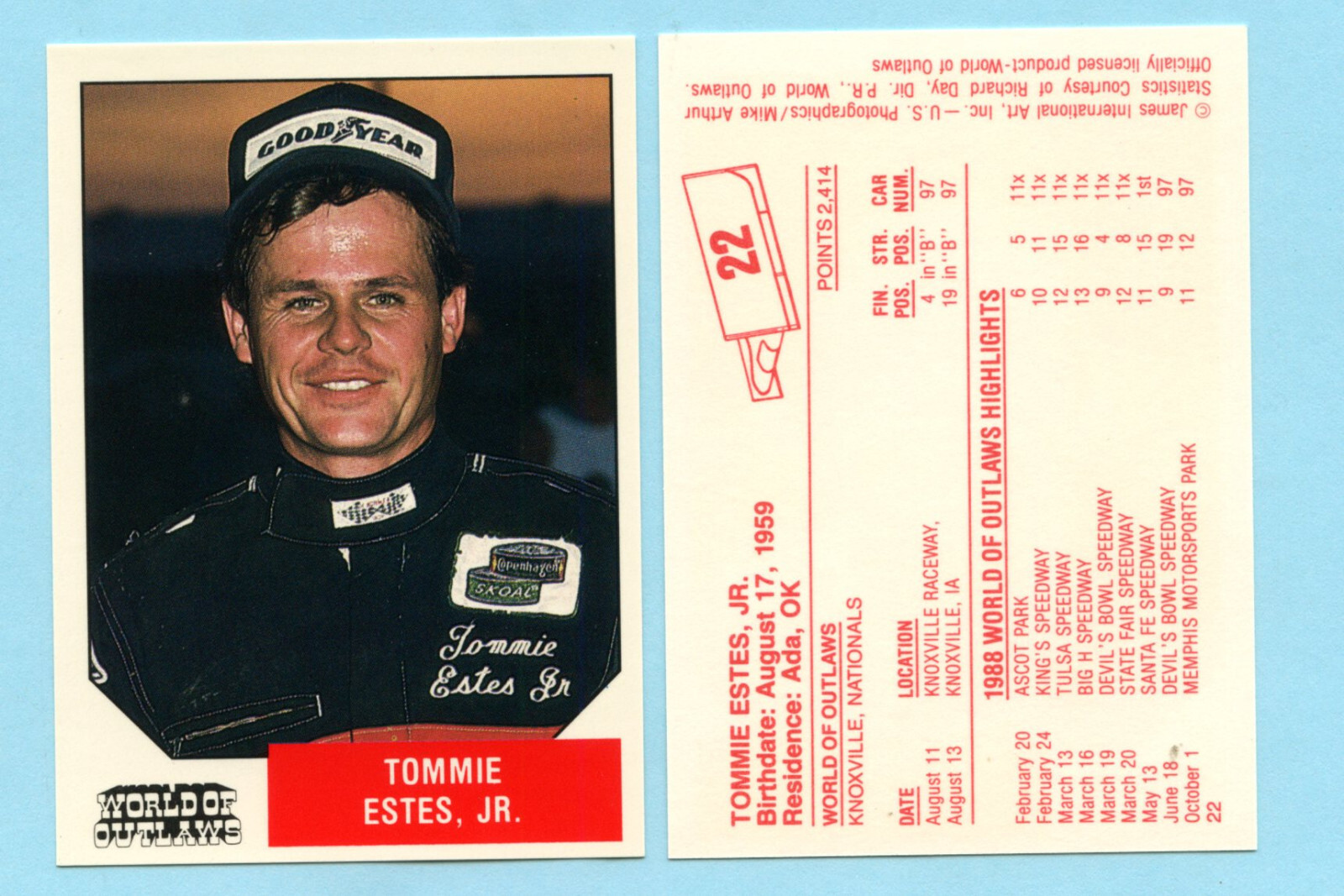 1988 World of Outlaws - Tommie Estes, JR | eBay