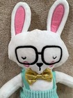 Happy Go Fluffy White Rabbit Plush 11" Stuffed Animal Toy W/ Glasses ...