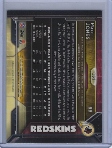 2015 Topps Chrome - Rookies Matt Jones #153 Orange Refractor (RC) for ...