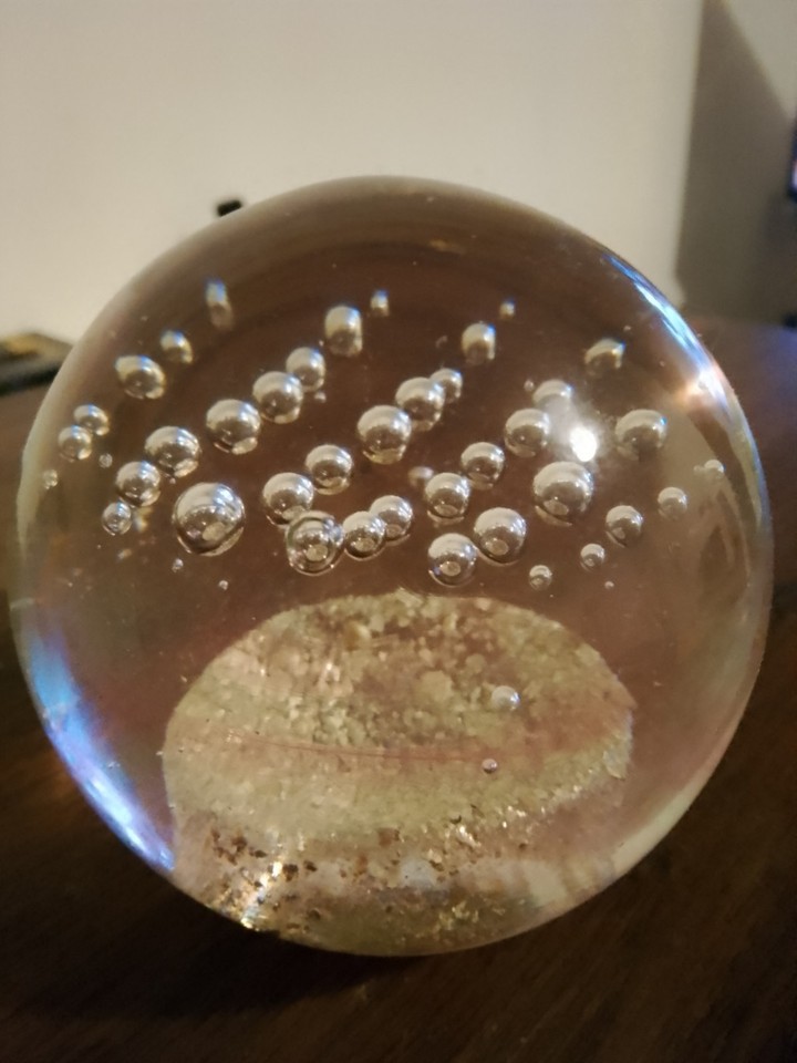 Vintage Clear Controlled-Bubble Glass Paperweight 4" | eBay UK