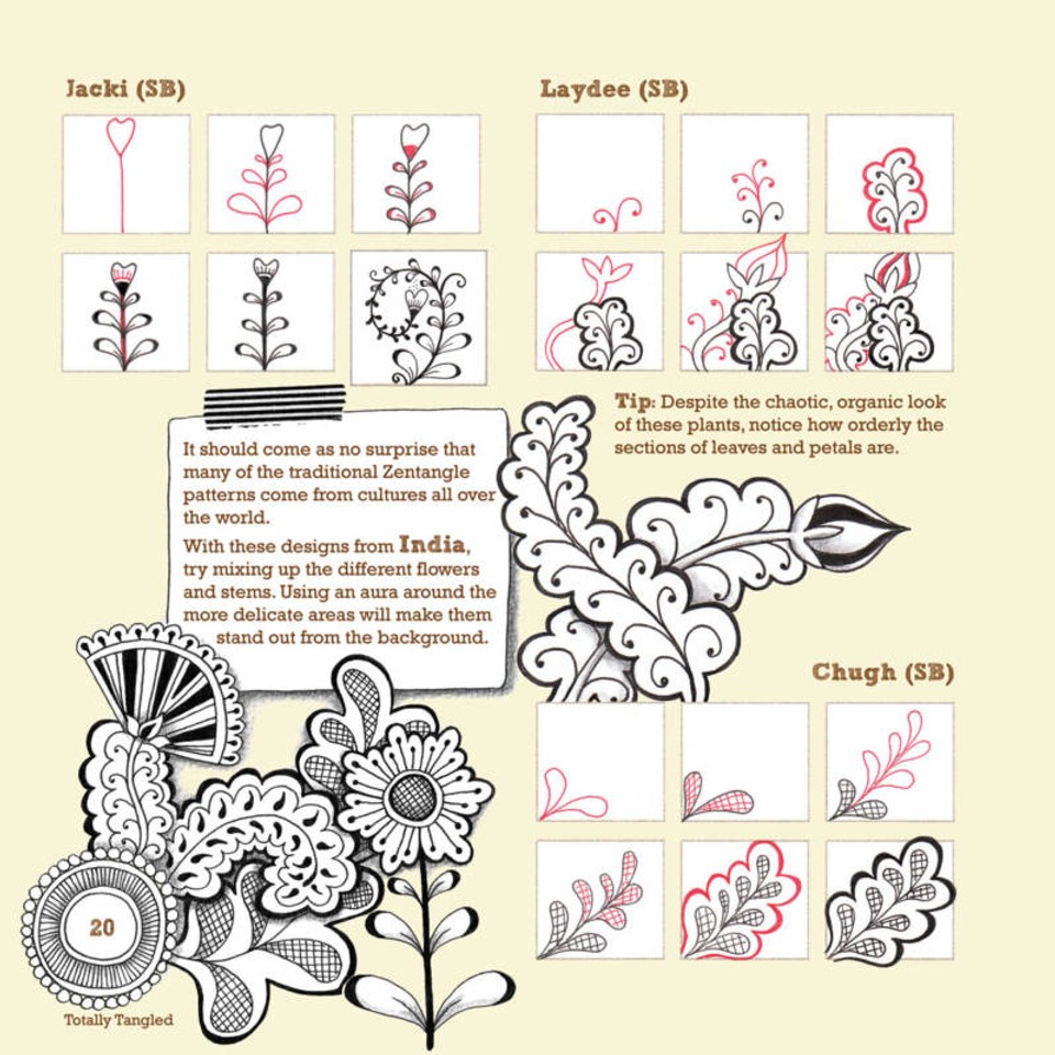 TOTALLY TANGLED-Zentangle-Line Art Drawing Paper Craft Idea Book ...