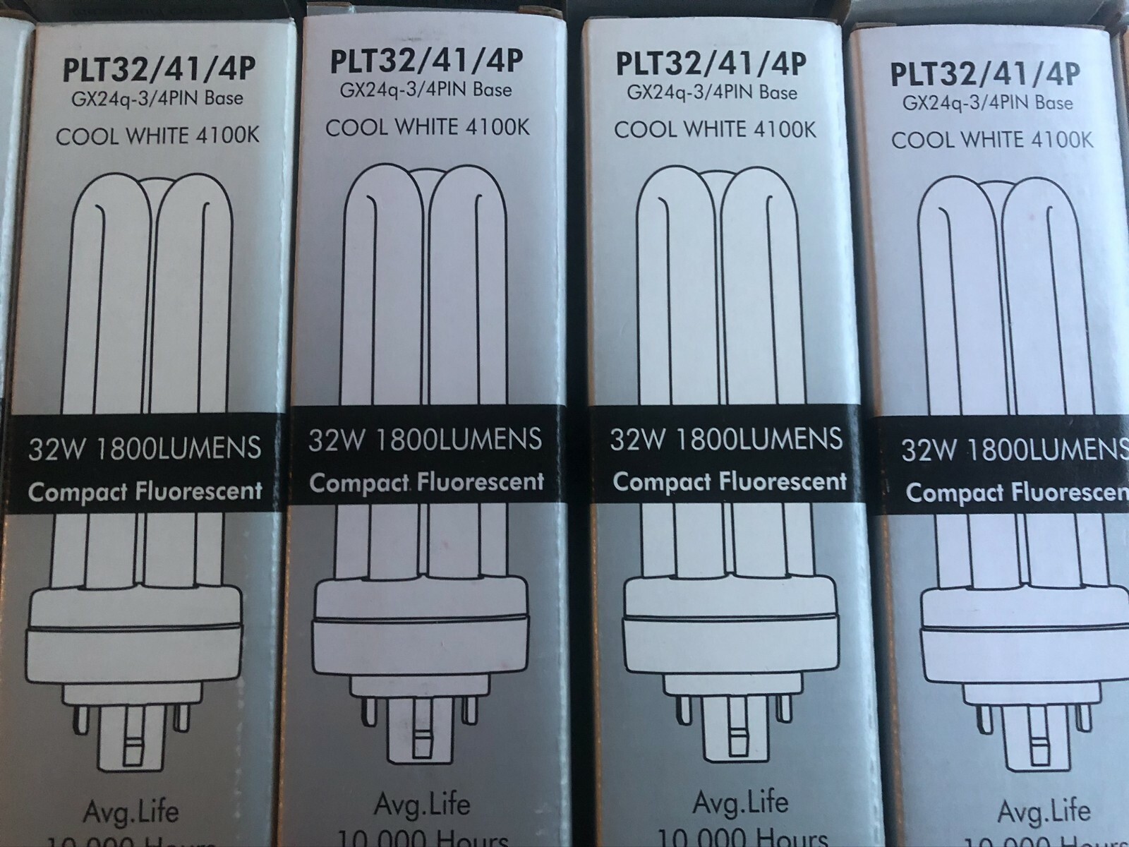 Four - PLT32/41/4p GX24Q-3 32 Watt Triple Tube, 4-Pin Compact ...