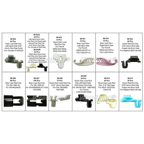 519 Door Lock Rod End Clip Retainer Assortment Fix Kit For GM For Ford ...