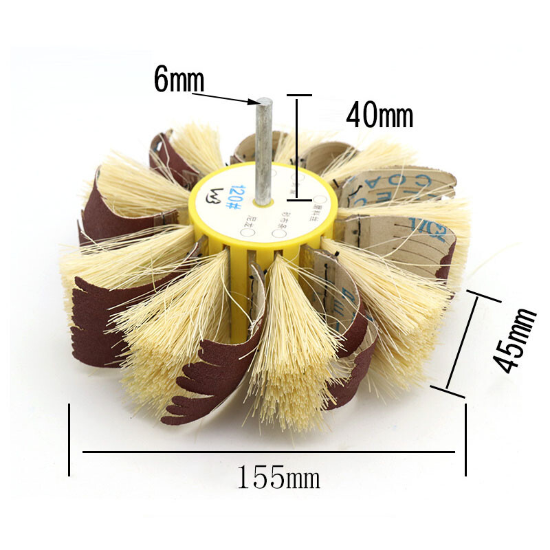 6mm Shank Sisal & Sandpaper Sanding Flap Wheel Polishing Abrasive Mop ...