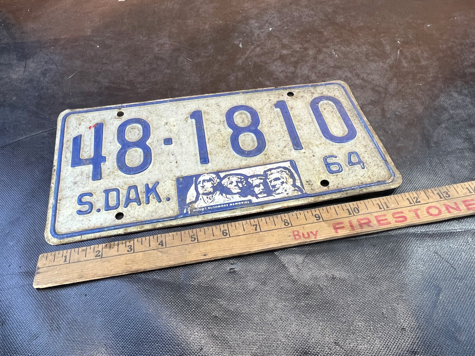 1964 South Dakota License Plate Mount Rushmore embossed metal 48-1810 ...