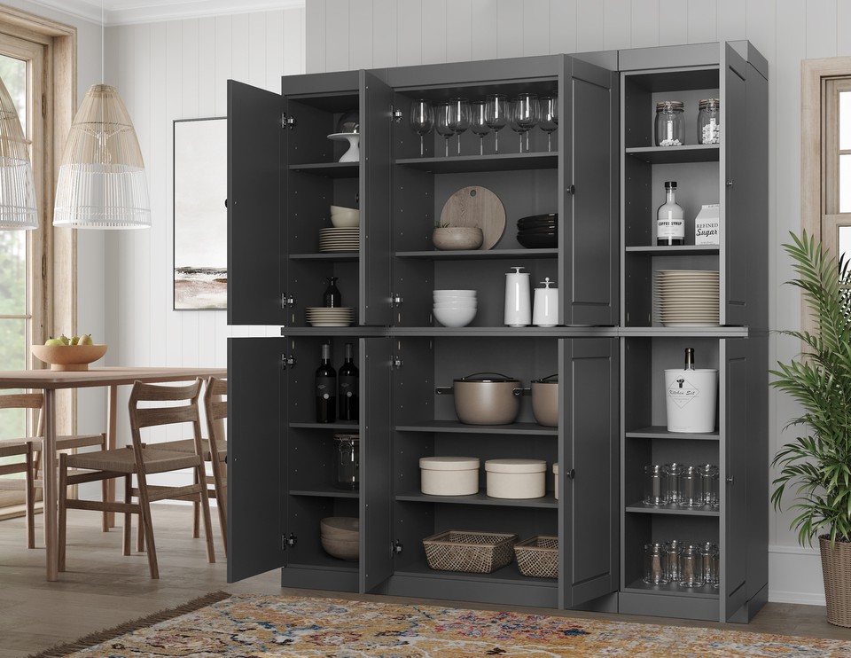 100% Solid Wood Modular China Pantry Buffet w glass/solid door by ...