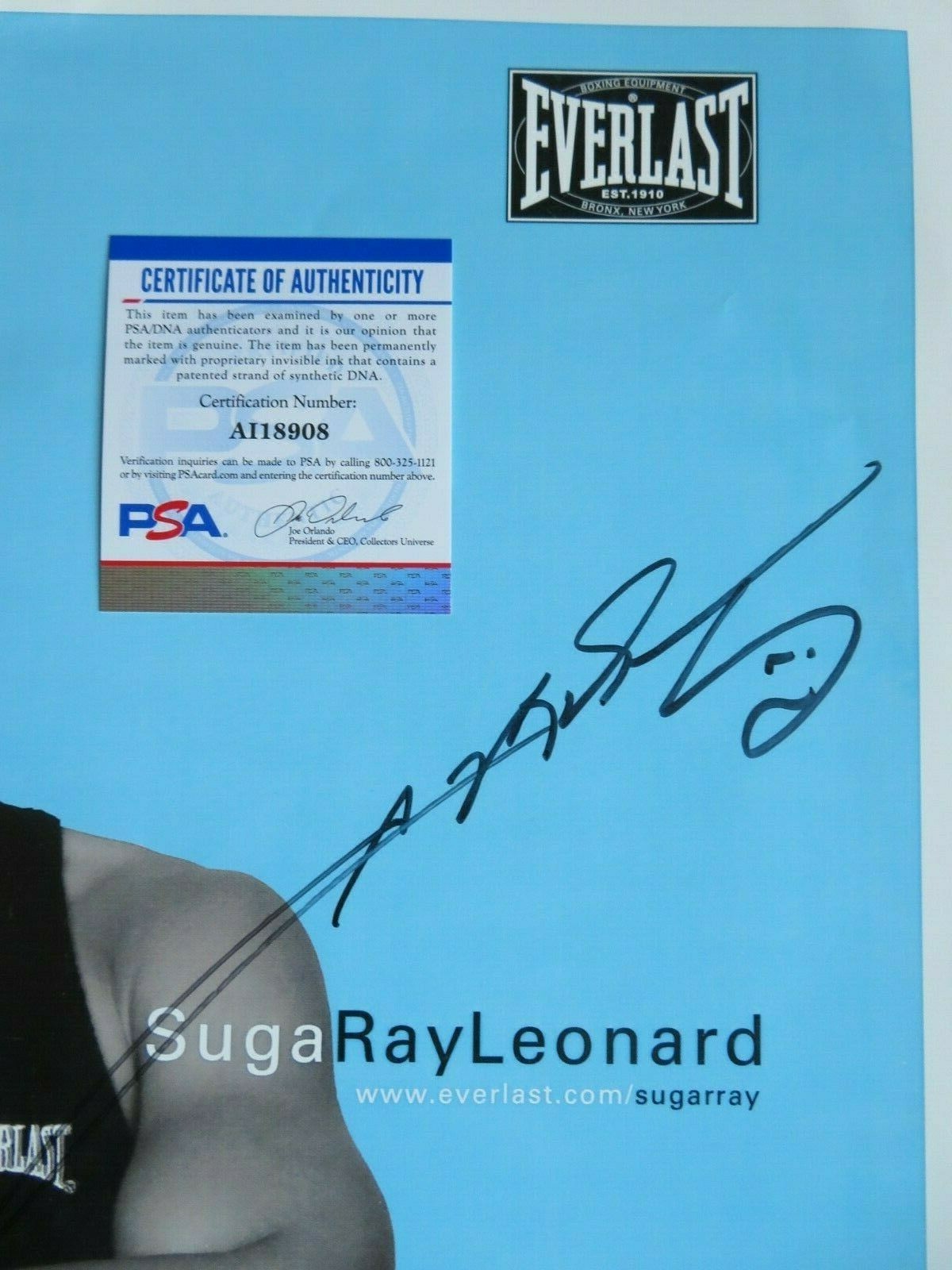 HOFer SUGAR RAY LEONARD signed EVERLAST Promo BOXING Poster Champion ...