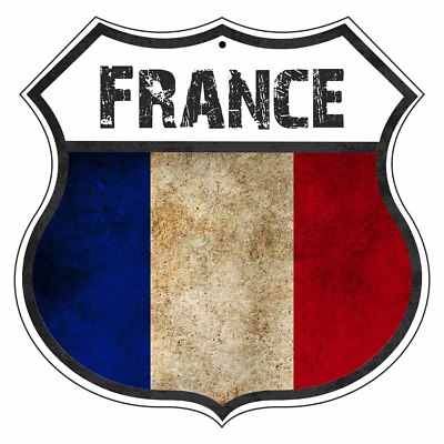 France Country Flag Shield Novelty Highway Road Street Notice Aluminum ...
