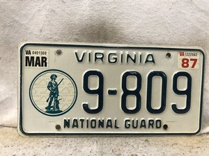 Vintage 1987 Virginia National Guard License Plate | eBay